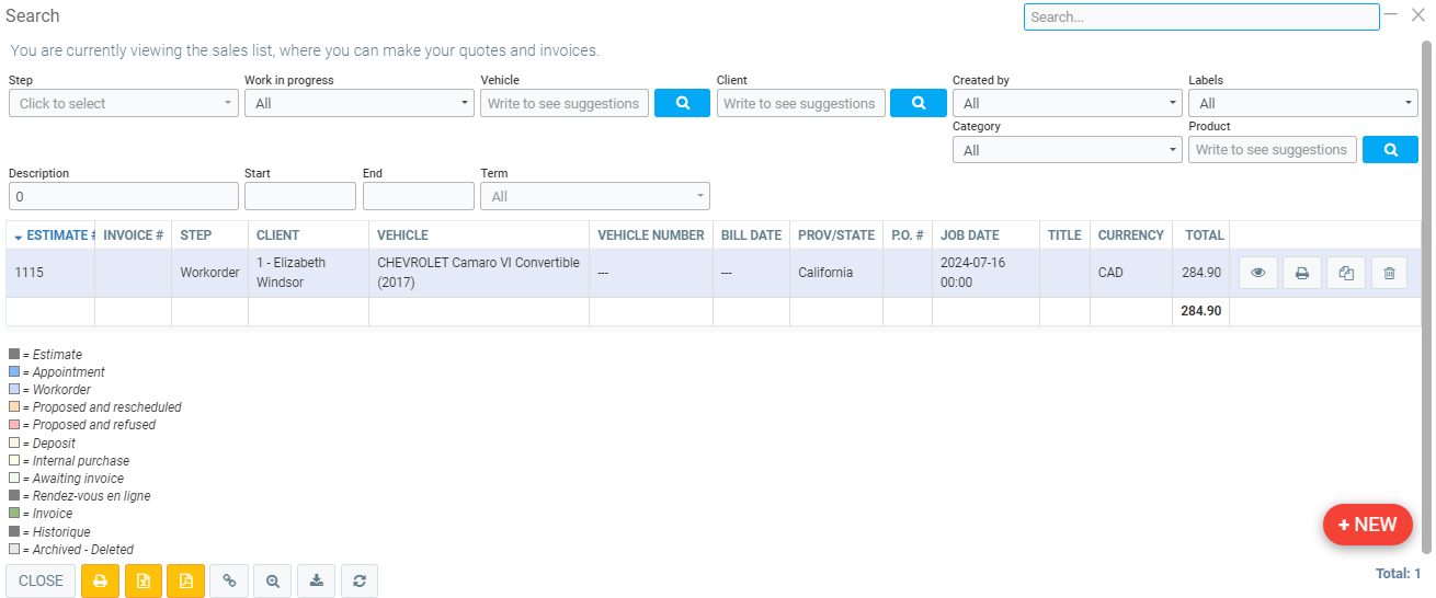 GEM-WORK - Finding an Estimate Using the Recently Opened Tool